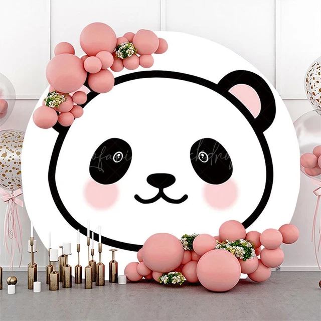 WHITE PINK PANDA Simple Round Baby Shower Backdrop $37.94 - PicClick AU