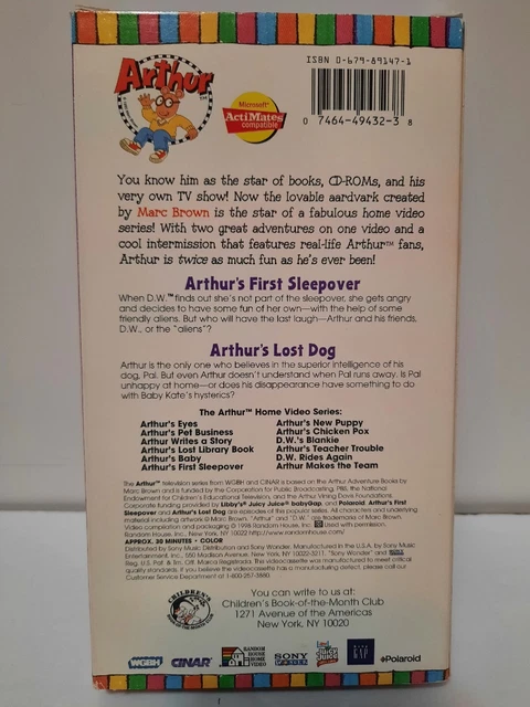 ARTHUR - ARTHURS First Sleepover (VHS, 1998) $13.66 - PicClick CA
