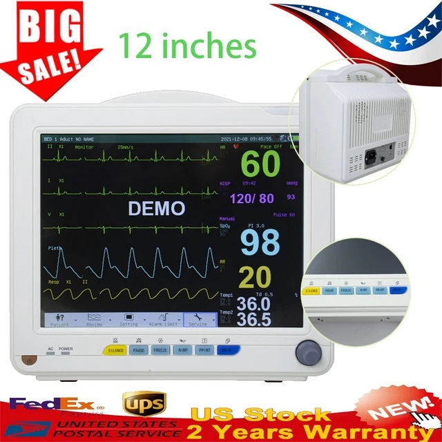 MEDICAL ICU VITAL Signs Patient Monitor 6-Parameter NIBP SPO2 ECG TEMP ...