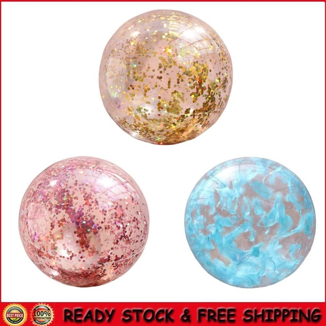 40/60CM INFLATABLE GLITTER Confetti Feather Beach Ball Party Favors ...
