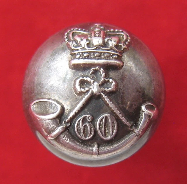 60TH (KING’S ROYAL Rifle Corps) Regt of Foot Silvered QVC Ball Button ...