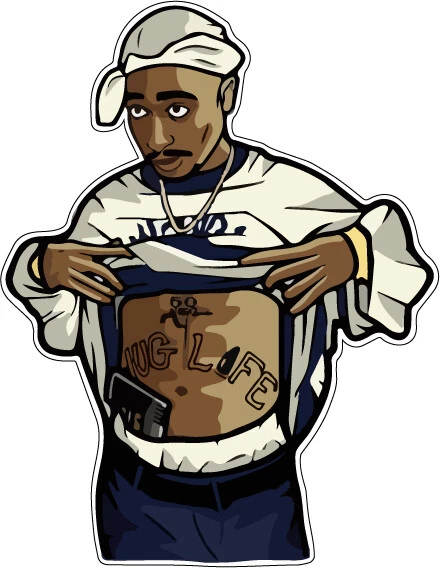 TUPAC SHAKUR THUG Life Cartoon Rapper 2pac Skateboard Laptop Sticker ...
