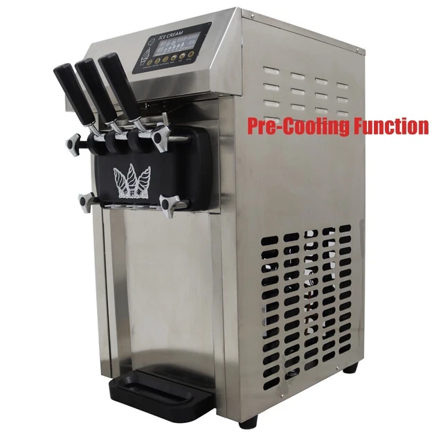3 HEADS SOFT Ice Cream Machine Commercial Frozen Yogurt Gelato Maker ...