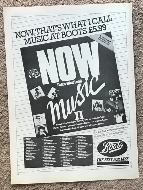 NOW THAT'S WHAT I CALL MUSIC II - 1984 Full page UK magazine ad £3.95 ...