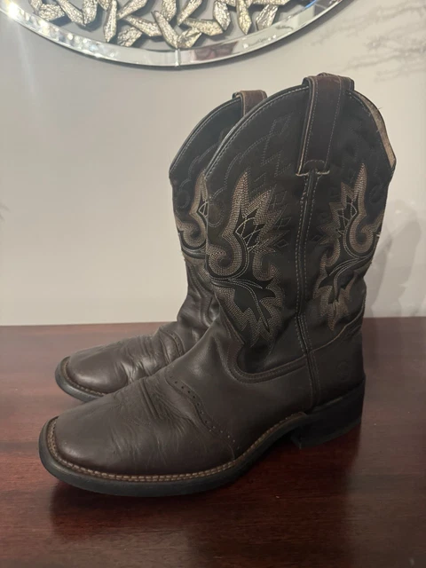 DOUBLE H MENS 9 D Brown Leather Stockman Cowboy Western Boots £43.75 ...