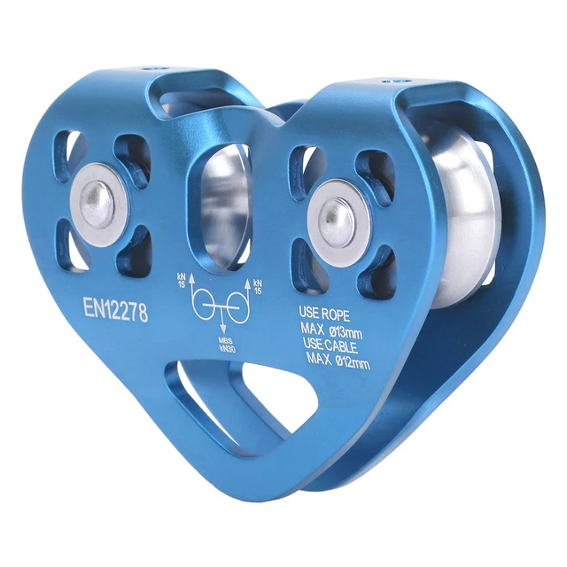 OUTDOOR CLIMBING PULLEY Block Aviation Aluminum Double Shaft Climbing ...