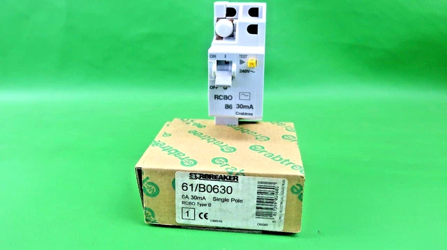 CRABTREE STARBREAKER 61/B0630 B6 30MA SINGLE POLE RCBO TYPE B (Y41) £21.99 - PicClick UK