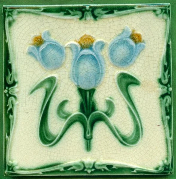 JUGENDSTIL FLIESE KACHEL, Art Nouveau Tile, Tegel, Boote England, Blume Relief EUR 23,90 ...