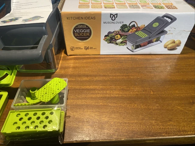 15-PIECE MULTIFUNCTIONAL VEGETABLE Slicer & Chopper Set BPA-Free ...