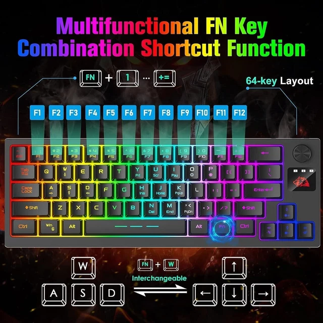 ZIYOU LANG T50 Wireless Gaming Keyboard and Mouse Combo Mini Portable ...