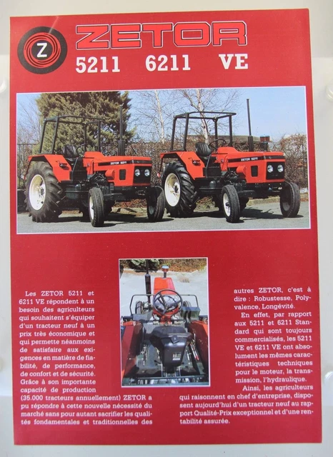 PROSPECTUS BROCHURE ZETOR 5211 6211 VE tracteur prospekt traktor tractor ih mf EUR 19,99 ...