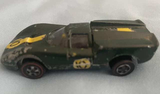 ORIGINAL 1968 MATTEL Redlines Hot Wheels British Dark Green Lola Gt 70 ...