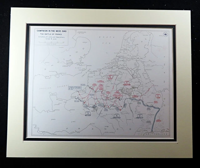 WW2 MAP GERMAN Invasion of France Field Marshal Gerd von Rundsted USMA ...