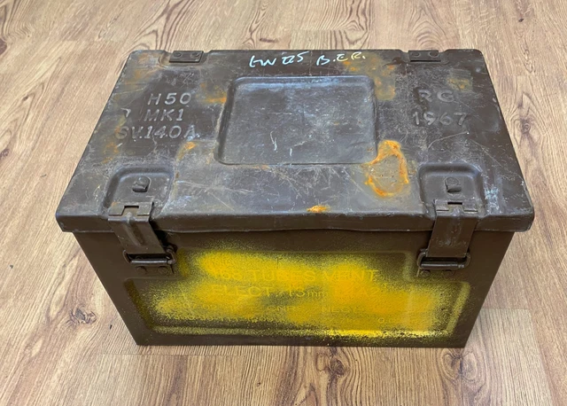 GENUINE ARMY SURPLUS Ammo Box H50 MK1 Ammunition Metal Tool Storage Box ...