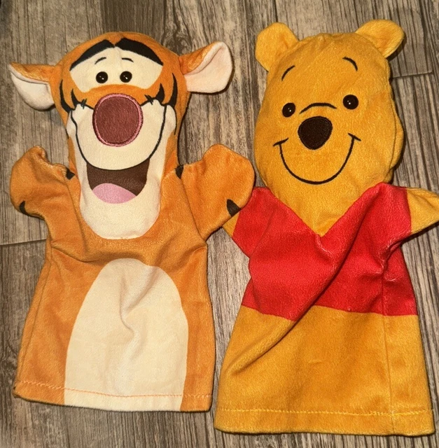 WINNIE-THE-POOH & TIGGER (9" Hand Puppets) plush bear lot by Mattel ...