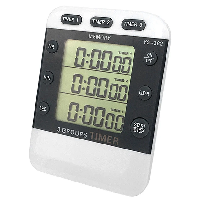 SQUARE 3-WAY KITCHEN Timer Countdown Food Cooking Stopwatch Home ...