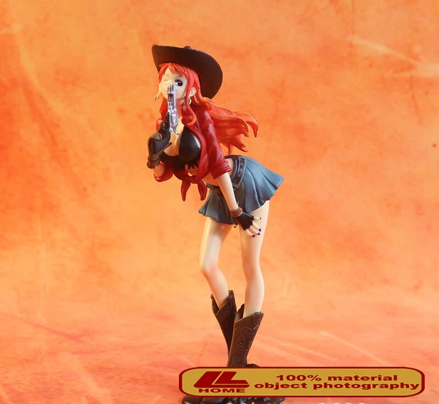 ANIME ONE PIECE Journey Cowboy Nami Stand Gun PVC Figure Statue Toy ...