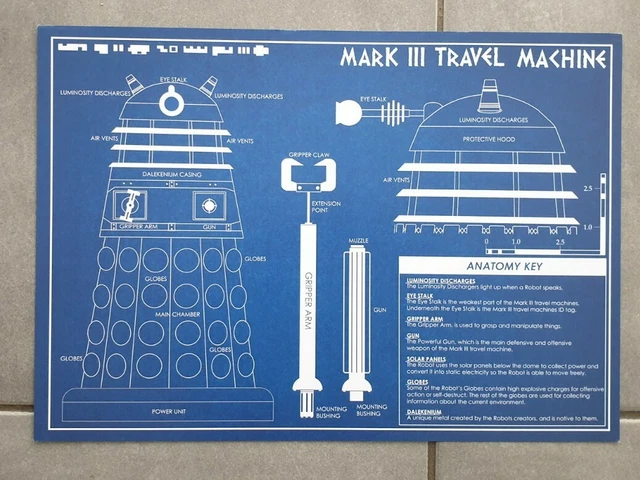 DOCTOR WHO A3 Dalek schematic blueprint £10.00 - PicClick UK