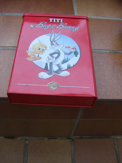 2 Dvd Bugs Bunny Titi Grosminet And Coffret Tirelire Métal Rouge Looney