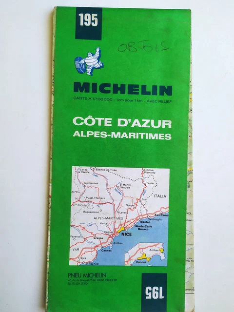 MICHELIN MOTORING AND Tourist Map Cote D'Azur Sheet 195 £3.99 - PicClick UK