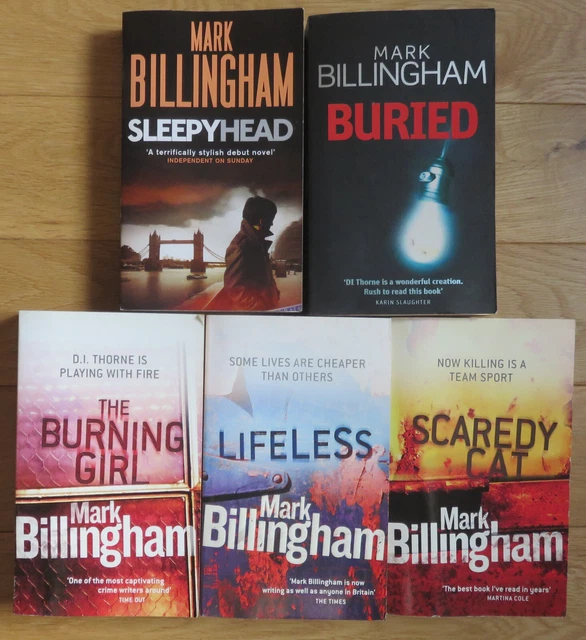 MARK BILLINGHAM TOM Thorne mysteries x5 Scaredy Cat, Sleepyhead, Buried ...