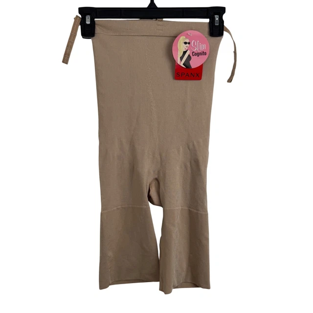 NWT SPANX SLIM Cognito Shaping Mid Thigh Bodysuit Removable Straps Nude ...