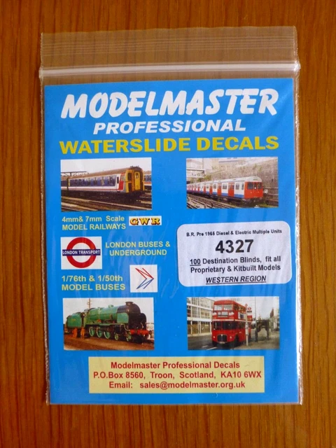 100 DESTINATION BLINDS Western DMU EMU, waterslide decals Modelmaster ...