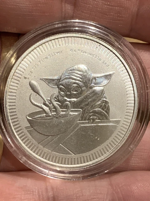 2022 GROGU BABY Yoda 1oz Silver Bullion coin in capsule Star Wars ...