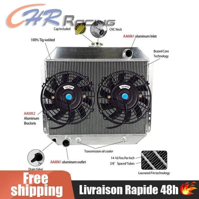 FOR FORD F100 F150 F250 F350 Bronco TRUCK 3 ROW ALUMINUM RADIATOR + FAN ...