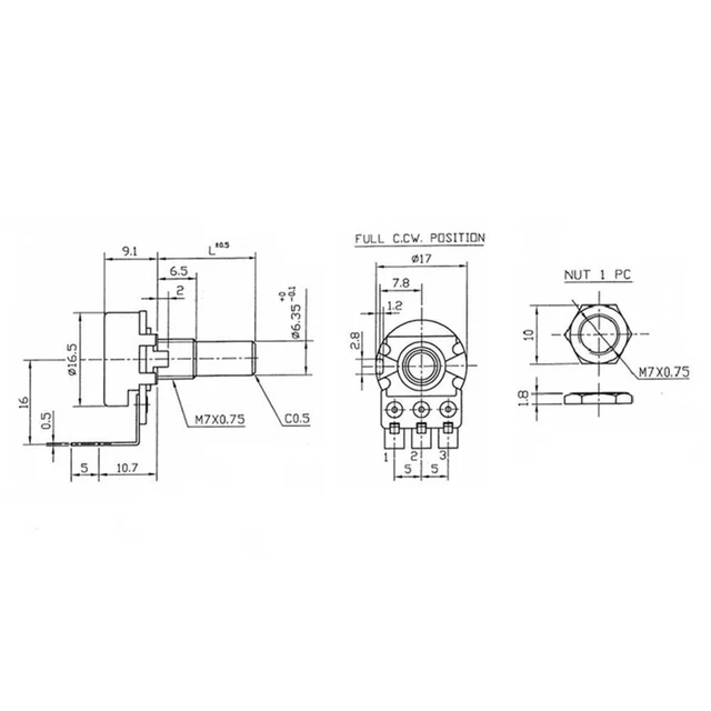 ALPHA RV16AF-41-15R1-B500K RV16AF41B500KM Potentiomètre rotatif mono ...