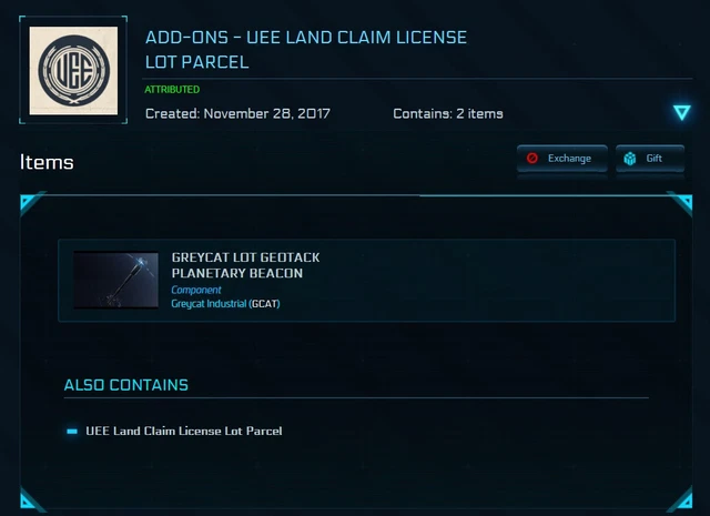 STAR CITIZEN - Add-Ons - UEE Land Claim License Lot Parcel - RARE EUR ...