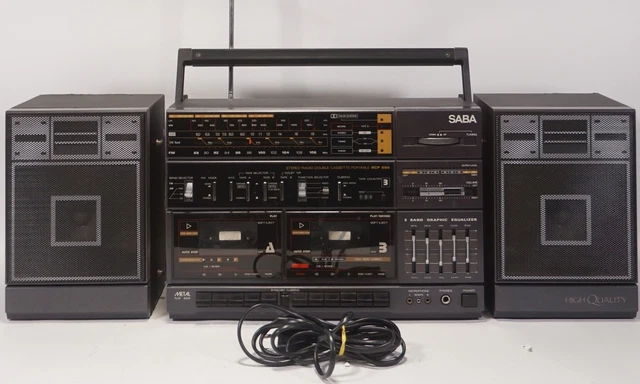 VINTAGE SABA BOOMBOX RCP 690 Radio Doppeldeck Cassette Amovible Boxe ...