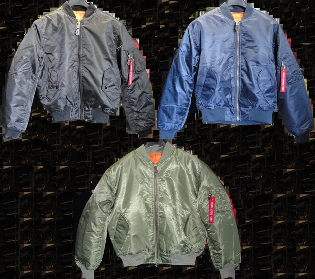 BLOUSON DE PILOTE MA1 Bomber's US / USA flight jacket / vert olive, noir ou bleu EUR 59,90 ...