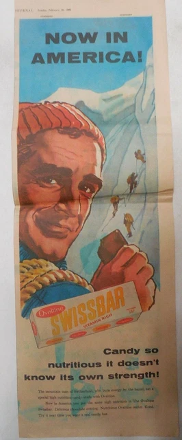 OVALTINE CANDY AD: Now in America Ovaltine Swiss Bar! 1961 Size: 7.5 x ...