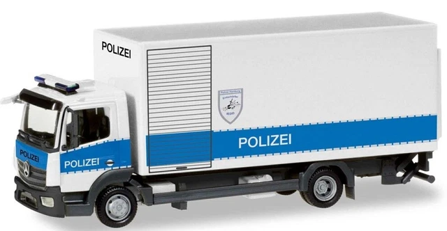 HERPA, MERCEDES BENZ Atego rigid body carrier 4x2 Hamburg police, 1/87 ...