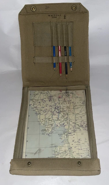 VINTAGE ORIGINAL WW2 (WWII) 1944 British Khaki Map Holder Case By W & G ...