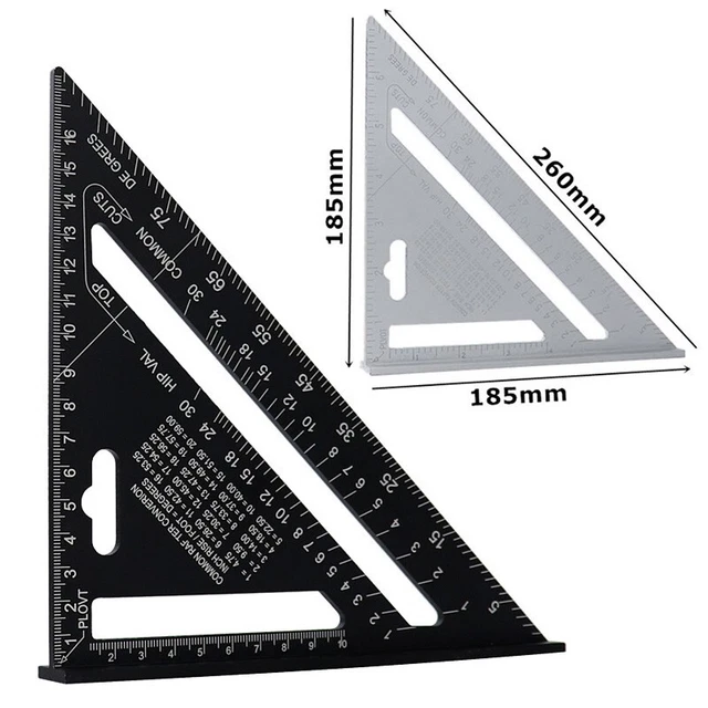 PREMIUM CARPENTER TRIANGLE Aluminum Alloy Angle Square Protractor Ruler ...