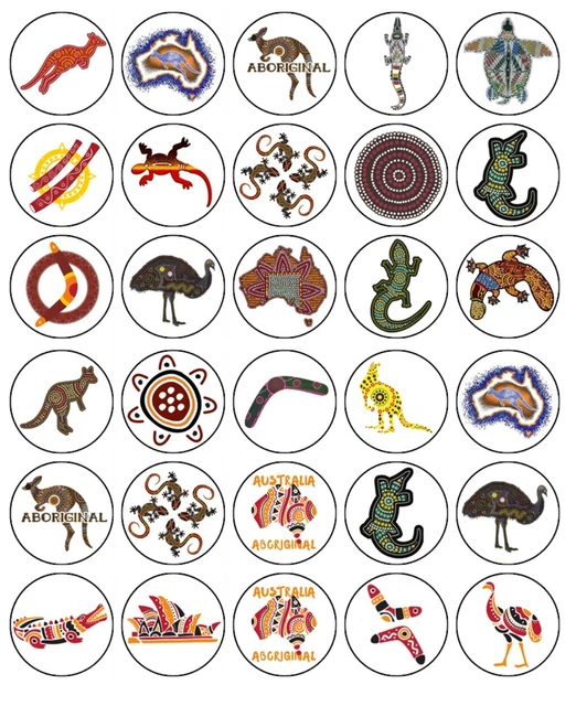ABORIGINAL ART & Flags Edible Cupcake Topper Wafer Cake Decorations (3 ...