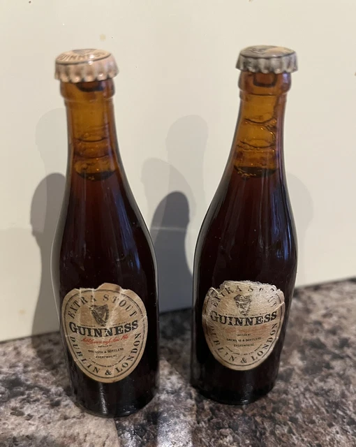 2 X GUINNESS Stout Miniature c1950s Full Glass Bottles Beer In VGC ...