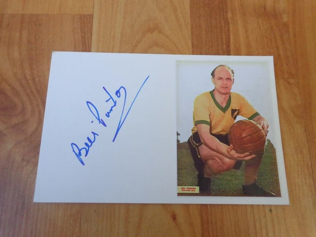 ORIGINALE AUTOGRAFATO BILL Punton Norwich City Bianco Index Card 15 ...
