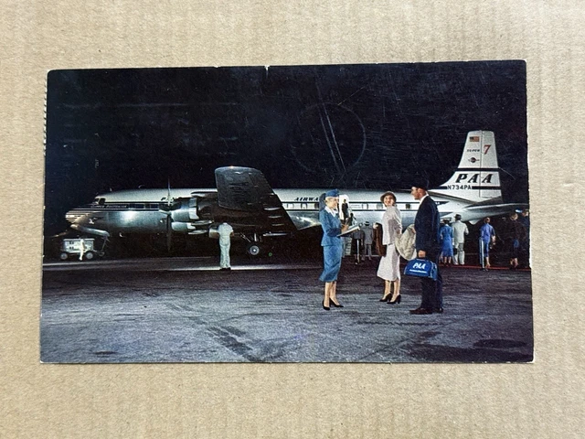 POSTCARD PAN AMERICAN Airline Super 7 Clipper Douglas DC-7C Plane ...