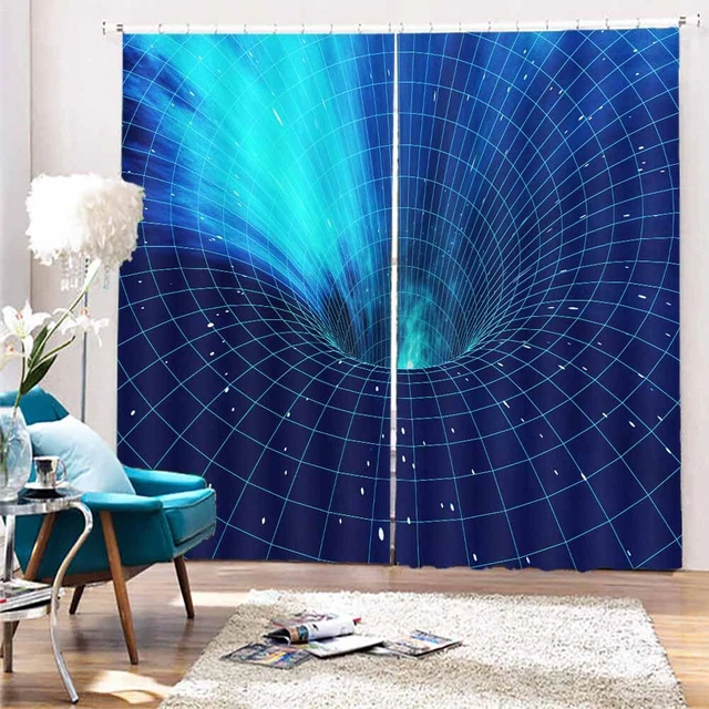 GREAT BLUE SPIDER Web 3D Blockout Photo Print Curtain Fabric Curtains ...