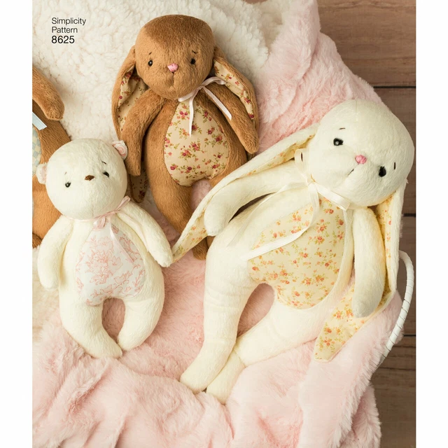 SIMPLICITY 8625 SEWING Craft Pattern 8"-12" Stuffed Bunny & Bear w Gift ...
