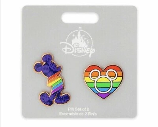 DISNEY STORE MICKEY Mouse Rainbow 2 Pin set 2019 Limited Release Pride ...