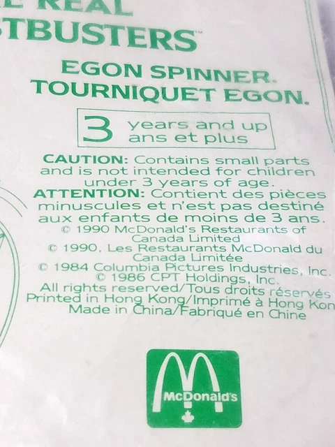 VINTAGE 1990 THE Real Ghostbusters Egon Spinner NIP McDonalds Happy ...