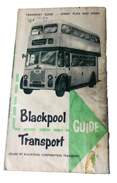 BLACKPOOL TRANSPORT GUIDE Tramway Tram Bus Vintage with Map Fold Out ra ...