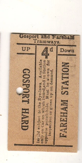 BUS / TRAM ticket Gosport & Fareham Tramways 4d Gosport Hard - Fareham ...