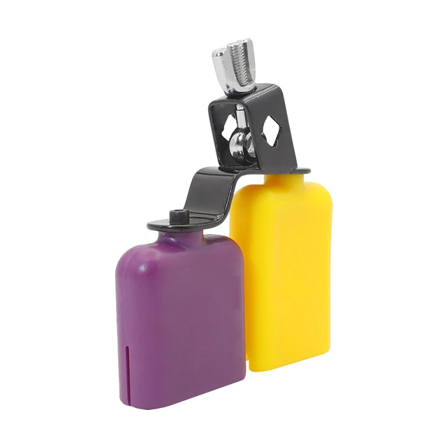 - DRUM COWBELL Yellow and Purple Low High Pitched Cowbell Square Metal ...