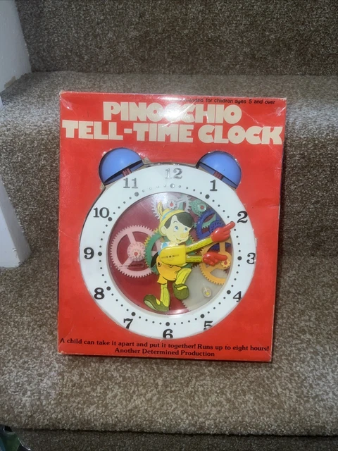 70S RARE PINOCCHIO Tell - Time Clock Toy Walt Disney Untested Children ...