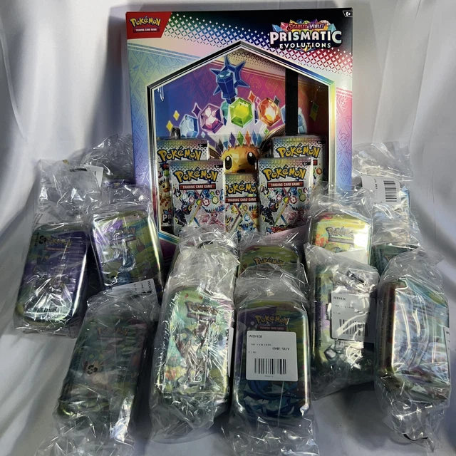 POKEMON PRISMATIC EVOLUTIONS Binder collection And Mini Tins x13 New ...